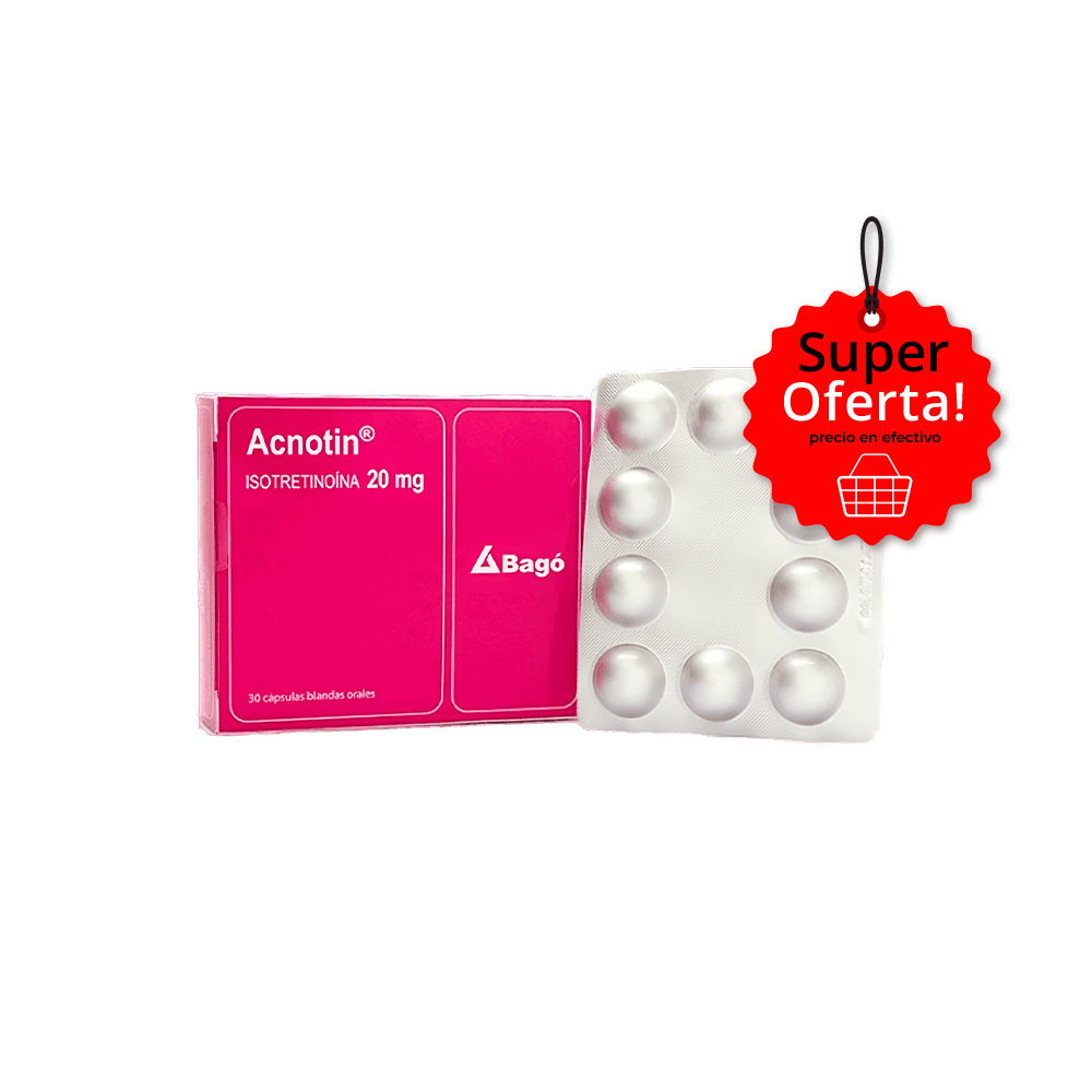 ACNOTIN (Isotretinoína) cápsulas blandas de 20mg (BAGÓ) caja de 30 ...